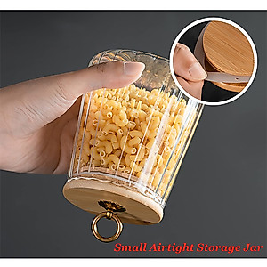 Glass Coffee Nuts Canister Airtight Storage Jar Petal Decorative Container with Bamboo Lid Metal Handle Easy to Grasp 700ml, 23 FL OZ