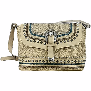 American West Western Leather Flap Crossbody Handbag