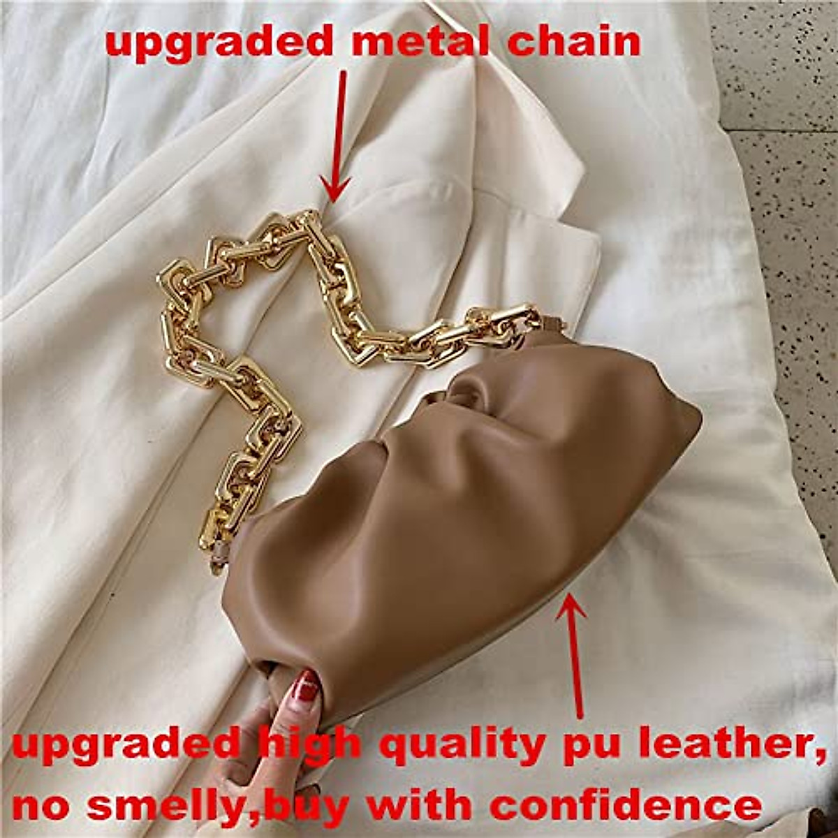 Dumpling Bag Cloud Purses and Handbags for Women Chunky Chain Pouch Shoulder Bag