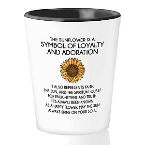 FLairy Land Daily Affirmation Shot Glass 1.5oz - Sunflower Adoration - Funny Gift For Reminder Coworker Friendship Graduation Birthday Encouragement Sunshine Woman