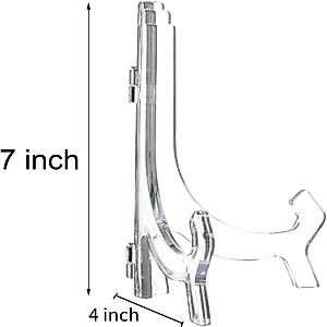 6 Pack 7 Inch Acrylic Easel Stand, Display Stand, Plate Stands for Display, Photo Holder Picture Frame Book Stand (Clear)