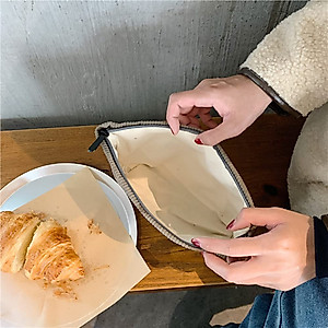 Cosmetic Bags for Women - Corduroy Cosmetic Bag Aesthetic Women Handbags Purses Smile Dots Makeup Organizer Storage Makeup Bag Girls Case Bags (Beige)