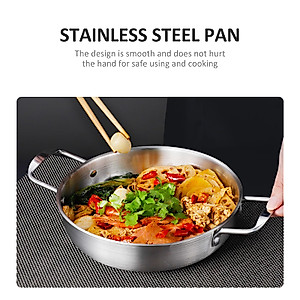 Pan with Lid Camping Cookware Stainless Steel Hot Pot Pot Without Divider Double Dry Handle Cooking Pot with Lid for Induction Cooktop Gas Stove 18cm Stock Pot Chinese Hot Pot
