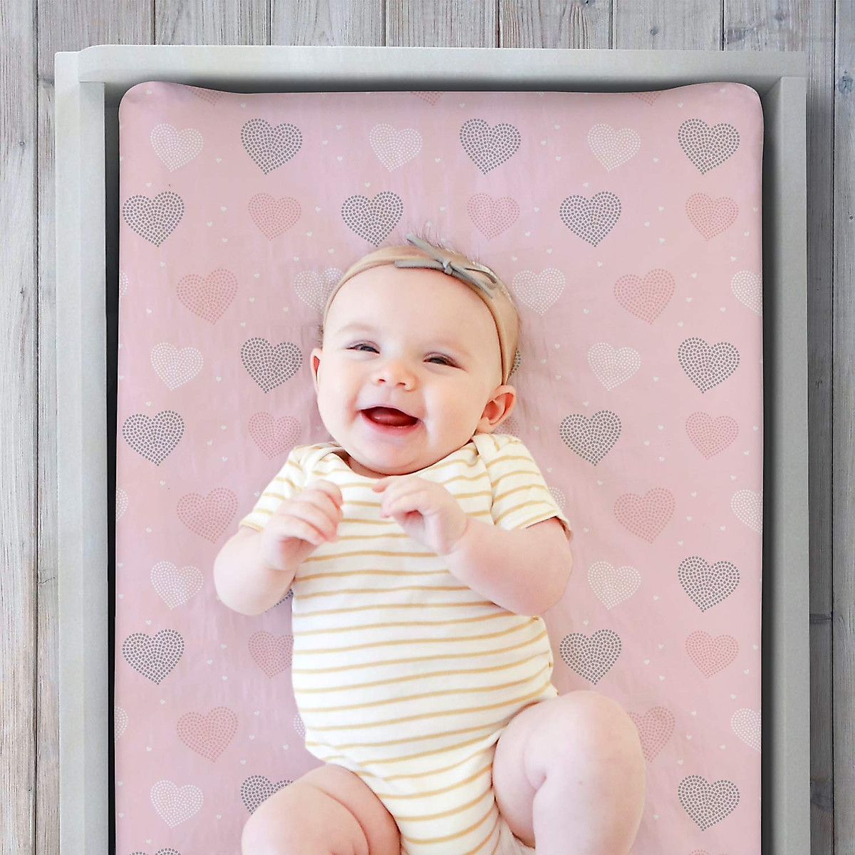 The Peanutshell Pink Elephant Crib Sheet and Changing Pad Cover Set - 4 Pieces