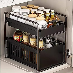 Under Sink Organizers And Storage, Pull Out Cabinet Organizer 2 Tier Under Sink Slide Out Storage Shelf Sliding Storage Wire Basket Drawer