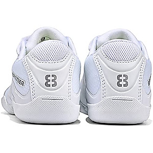 TUOTOM Girls White Cheer Shoes Youth Competition Cheerleading Dance Sneakers Women Breathable Athletic Training Tennis, White, 3 Big Kid