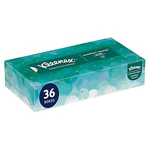 Kleenex Professional Facial Tissue for Business (21400), Flat Tissue Boxes, 36 Boxes / Case, 100 Tissues / Box, 3,600 Tissues / Case