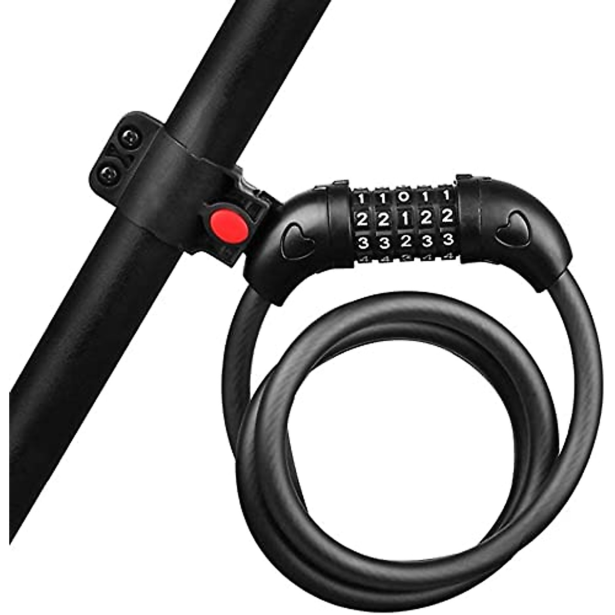 VIGAT Bicycle Lock 5-Digit Code Anti-Theft Combination Bicycle Steel Cable Lock for Motorcycles, Bicycles, Fences, Doors (Size:125cm)