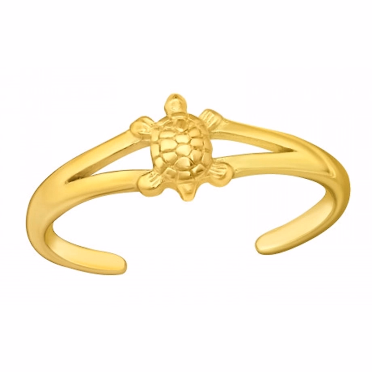 SAE99 .925 Sterling-Silver Toe Ring (Adjustable) (Turtle (Gold-Tone)