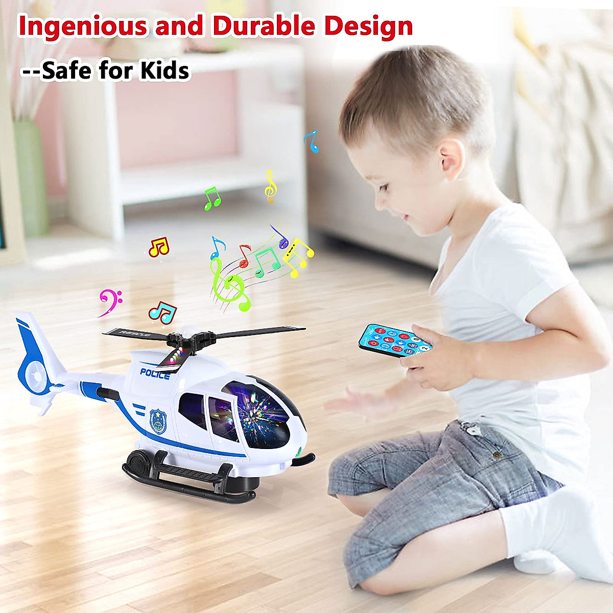 ele ELEOPTION Airplane Toy with Infrared Remote Control Plane Toys Helicopter with Lights and Music for 3 4 5 6 7 8 Year Old Boys Girls Gift White