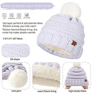 Toddler Hat Scarf And Glove Set Boy Girl Winter Pom Beanie Hat Neck Warmer Tube Mitten Gloves Ages 2-4 2t-4t 3-5 Fleece Lined