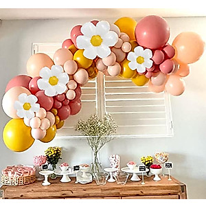 Beaumode Groovy Daisy Balloon Garland Arch Kit 143pcs for Floral Mother's day Best Mom Ever Boho Retro Spring Floral Girls One Two Birthday Baby Shower Party Decorations
