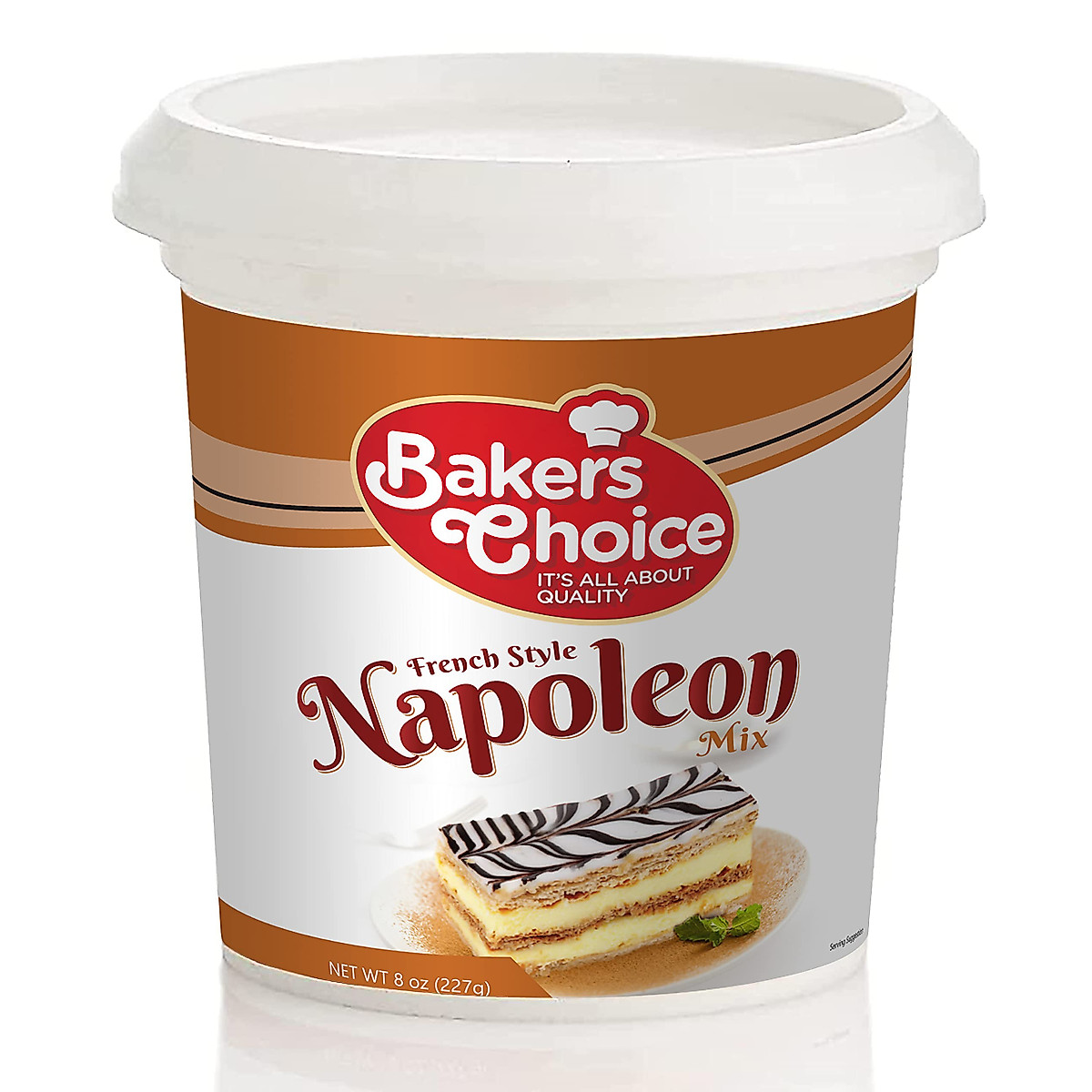 French Vanilla Pudding Mix - French Napoleon Custard Powder - Make Custard Creams For French Napoleon Cake, Custard Cups, Mousse Cake, and Desserts - Dairy Free, Kosher - 8 oz. - By Baker’s Choice