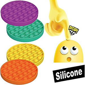 HHK Push Pop Bubble Sensory Fidget Toy, Silicone Squeeze Stress Reliever, Help Restore Emotions Round Purple