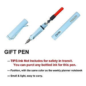 Kisdo Weekly Planner Undated Planner Book with Blue Fountain Ink Pen, To-Do List, Weekly Goals, Habit Tracker, 5.7" X 8" Inch for 52 Weeks Planning