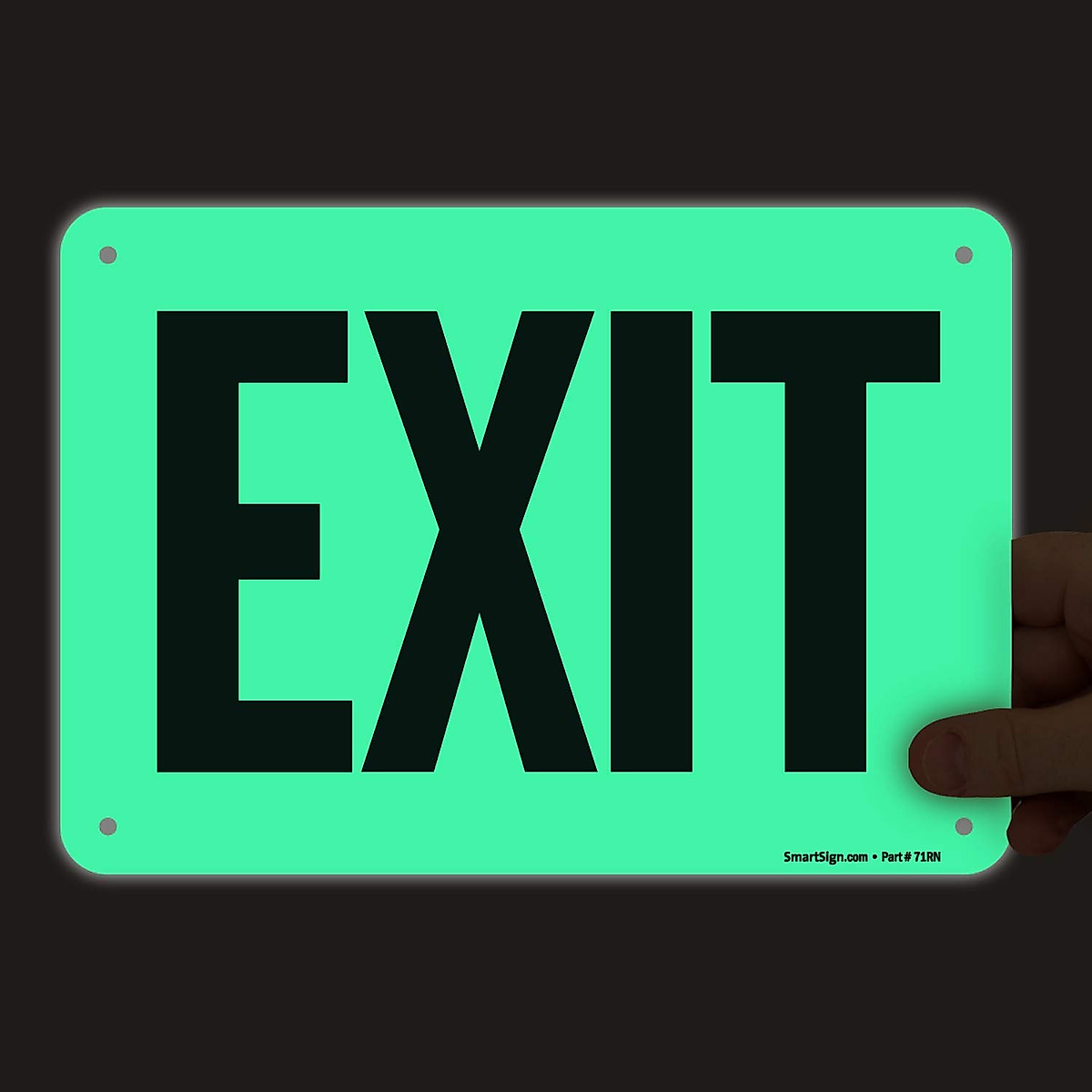 SmartSign "Exit" Sign | 7" x 10" Glow-in-The-Dark Aluminum