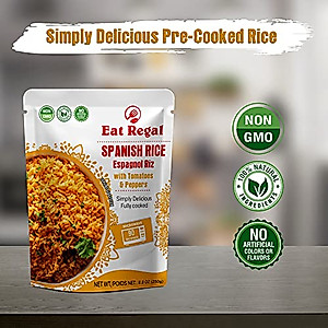 Eat Regal Spanish Style Rice In Hood & Tray, Ready To Eat in 90 Seconds, Microwavable in just 90 Seconds, Nutritious & Delicious 8.8 Ounce (Pack of 8)