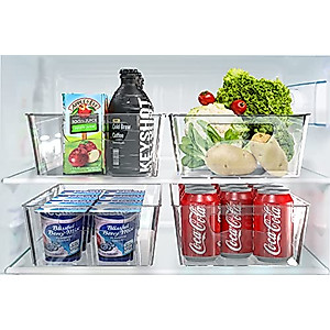 Simple Houseware 4PK XL Size Kitchen Bin Organizer, 15" x 8.4" x 3.75", Clear