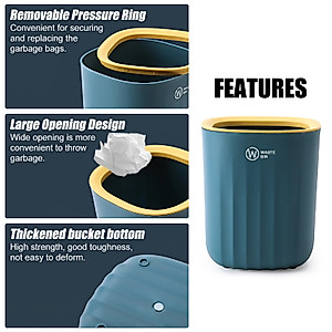 QLFJ-FurDec 3 Pcs Mini Trash Can with 180 Trash Bags, Tiny Desktop Wastebasket, Small Plastic Countertop Garbage Can Storage Basket for Bedroom, Bathroom, Kitchen, Office Tabletop(White + Blue + Pink)