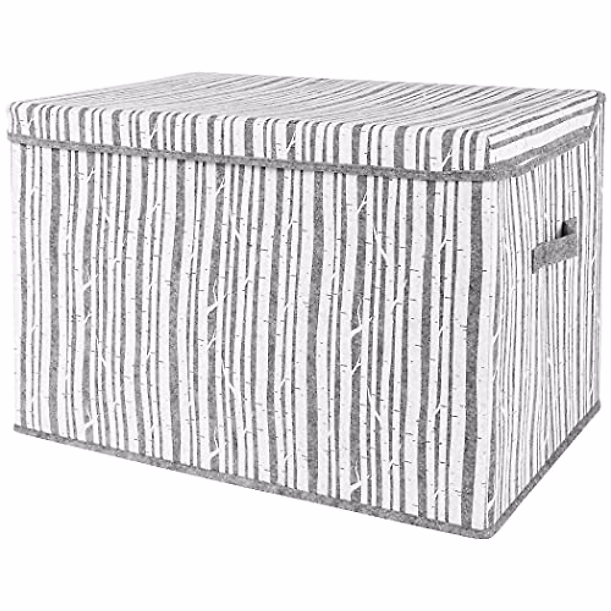 Sammy & Lou Birch Felt Toy Box; Collapsible; Gray, White; Two Handles; Hinged Lid; 22 in x 14.5 in x 15 in
