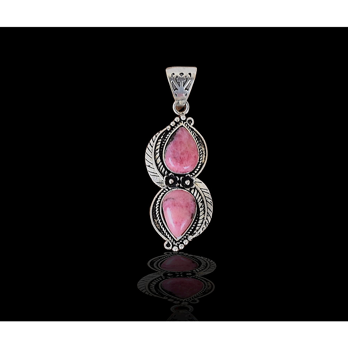 Rekha Gems Rhodonite Pendant, Pink Gemstone Pendant, Gift For Her, Vintage Jewelry,925 Sterling Silver Pendant, Boho and Hippie Pendant, Vintage Pendant, Daily Wear Pendant, Valentine Gift-NO-NRO-21