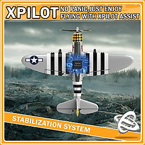 ANBURI RC Plane 4-CH RC Airplane – RC Airplane Ready to Fly Upgrade P47 Thunderbolt Remote Control Airplanes for Beginners Adult with Beginners with Xpilot Stabilization System, & One Key Aerobatic