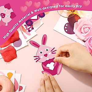40 Pieces Valentine's Day Animal Crafts for Kids DIY Valentine's Day Craft for Kids Make Your Own Heart Bear Angel Unicorn Owl Lion Stickers Set for Valentine's Day Party Game Toys for Kids