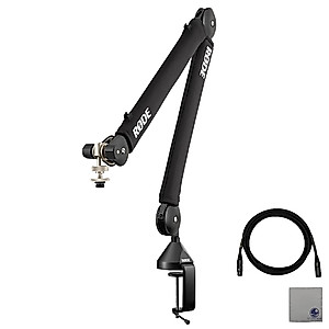 Rode PSA1+ Pro Studio Boom Arm for Podcasting and Streaming with Professional Grade XLR Cable and StreamEye Polishing Cloth