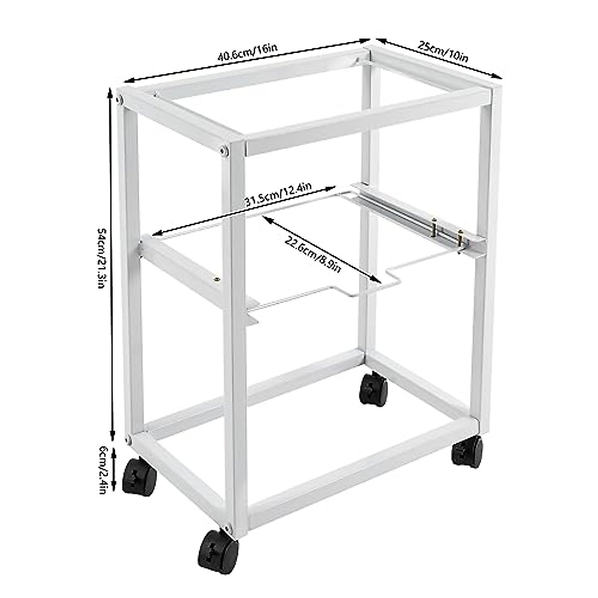 LyeXD 2 Tiers Metal Rolling File Carts w/Wheels, Modern Hanging Files Frame Files for Documents, Movable Pull-Out File Folder Rack Rolling File Organizer for Office, Classroom, White
