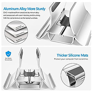 ivoler Auto-Resize Aluminum Vertical Laptop Stand Desktop for Gravity Locking Holder Dock Save Space for Desk Organizers and Storage(Up to 17.3 inches), Fits All MacBook/Air/HP/Dell/Samsung, Silver
