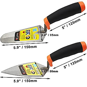 ESreake 2 Pcs Pointing Trowel and Gauging Trowel Set,6" Masonry Hand Tool Set with Soft Grip Handle,Margin Trowel Bricklaying Trowel Building Products (6 Inch)