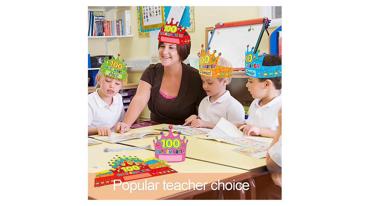 Fancy Land 36 Pack 100 Days Paper Crowns for Classroom Celebrations