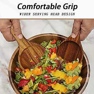 Large Wooden Salad Tongs for Serving - Wooden Serving Spoons - Salad Serving Utensils - Salad Tosser Forks - Giant Wood Salad Servers Set - 2Pcs Salad Hands for Mixing,Tossing and Serving