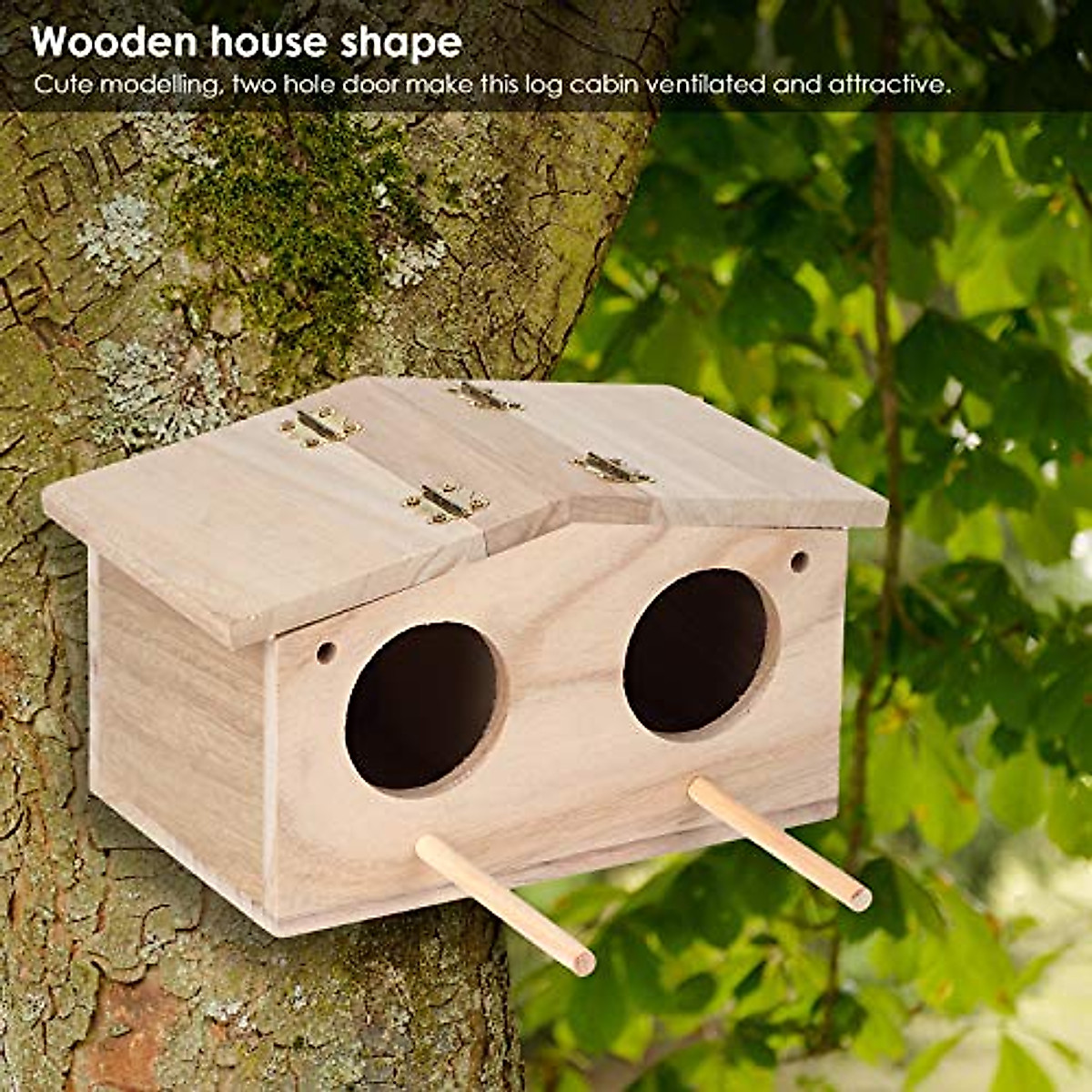 Yinuoday Bird Nest Hut, Wooden Parakeet Bird Cage Coconut Hide with Ladder, Bird Houses for Outside, Bird Toys Cockatiel Cage for Parrot Parakeet Lovebird Finch Canary