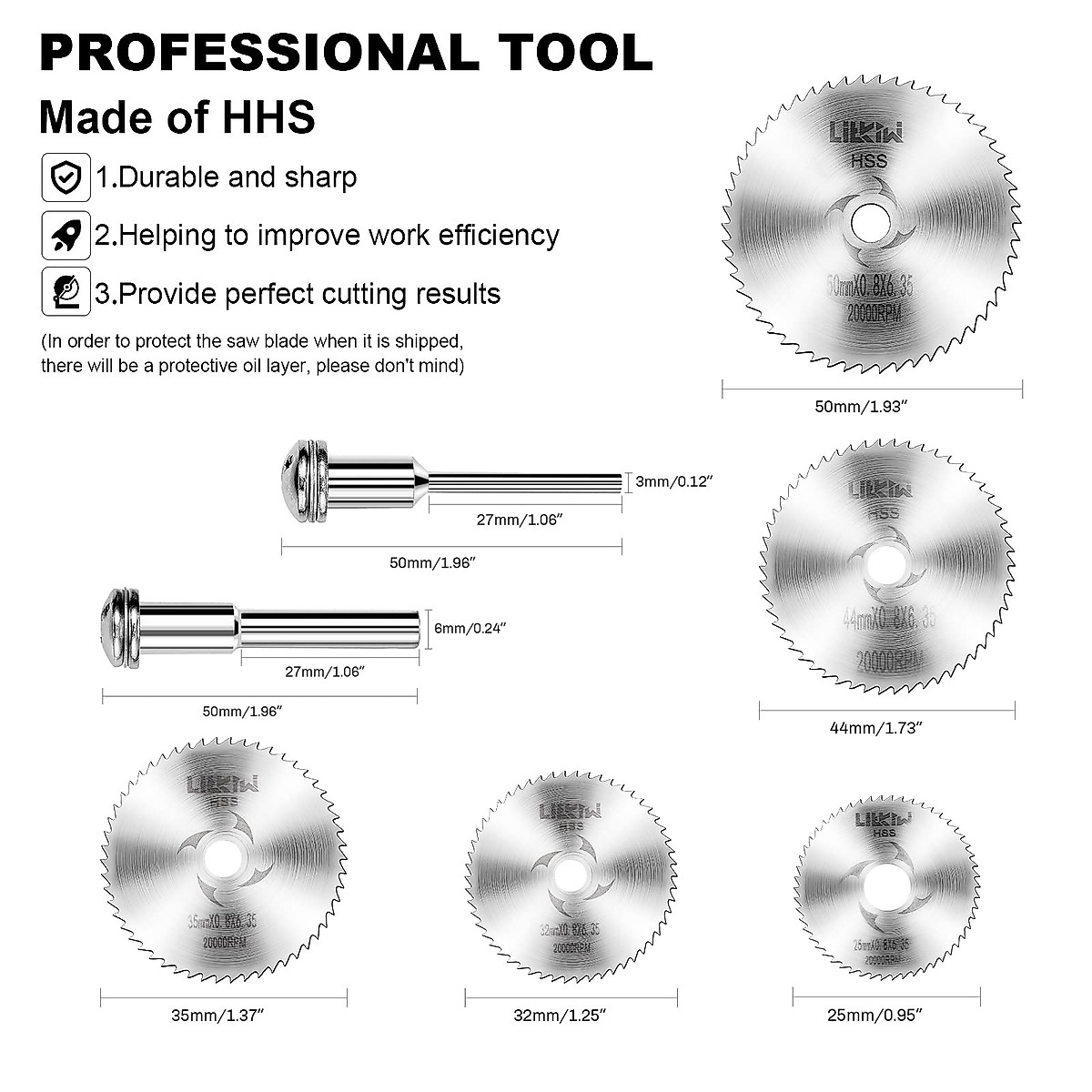 LitKiwi 8PCS Rotary Drill Saw Blades(with 1PCS 1/4" Hex Shank,1PCS 1/8" Round Shank,1PCS 1/4" Round Shank),HSS Saw Disc Wheel Cutting Blades for Drills Rotary Tools