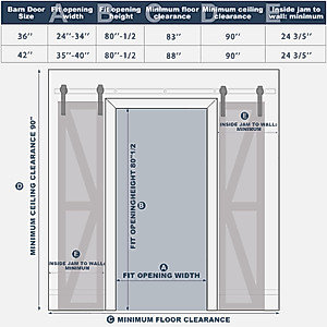 36in x 84in (Double 18in x 84in Door) Barn Doors with 6.6ft Hardware Kit, Pre-Finished Surface, Pre-Drilled Holes Easy Assembly, Solid MDF Covered with Water-Resistant PVC Surface, K Frame, White