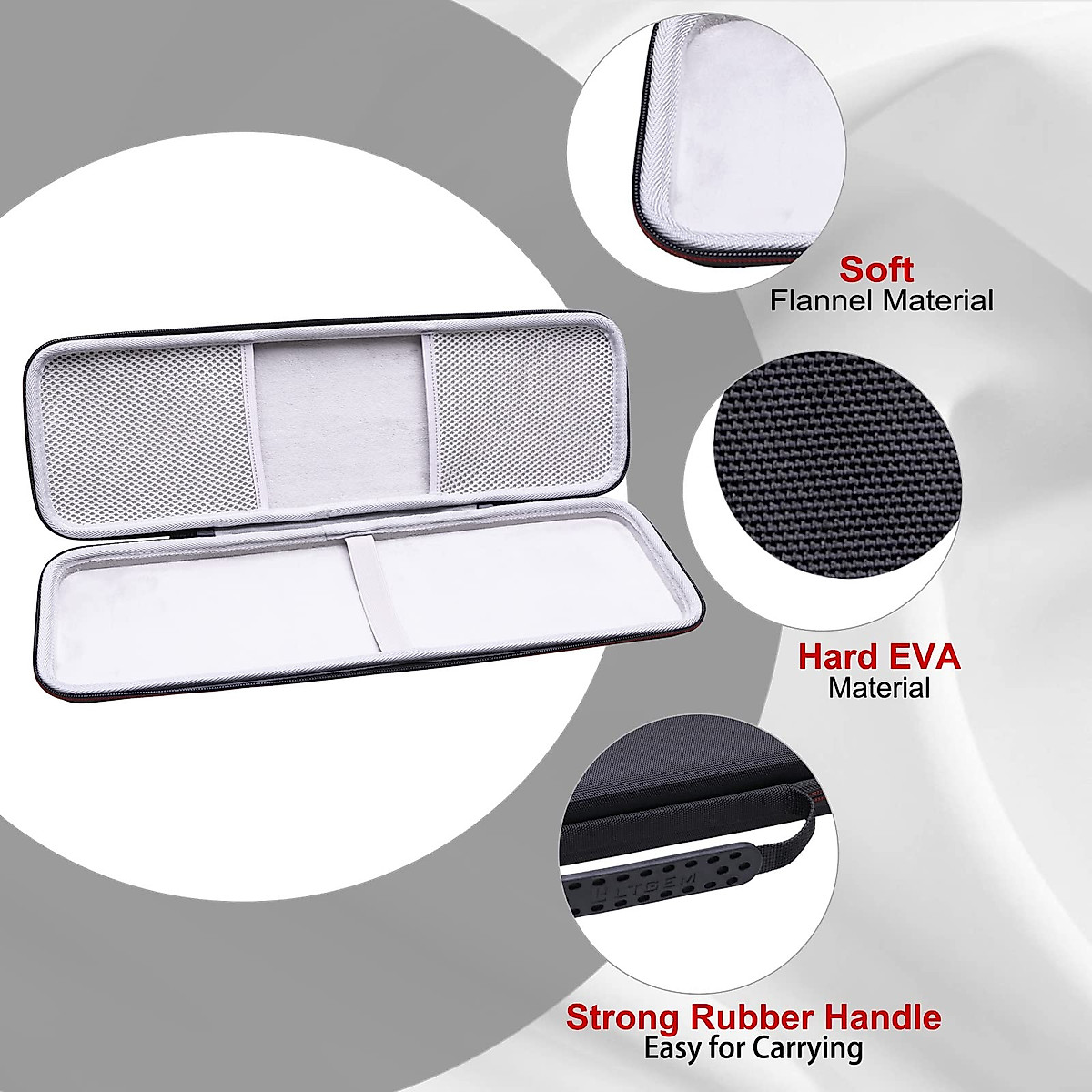 LTGEM Case Compatible with Apple Magic Keyboard with Touch ID Numeric Keypad MQ052LL/A MMMR3LL/A, Mouse and Trackpad(Inside: 16.9"x4.8"x0.6"), Case Only