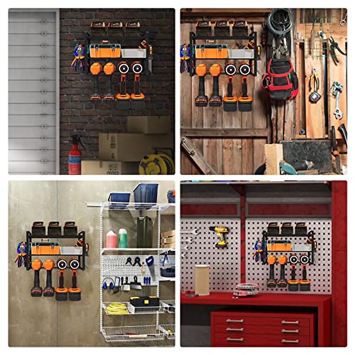 Plenrame Power Tool Organizer, 3-Tier Garage Tool Organizers and Storage, Power Tool Holder, Drill Holder Wall Mount, Heavy Duty Metal Tool Shelf, Utility Storage Rack for Cordless Drill