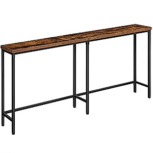 HOOBRO Console Table, Narrow Sofa Table, 70.9" Entryway Table, Extra Long Console Table, Behind Couch, Skinny Hallway Table for Foyer, Living Room, Bedroom, Rustic Brown and Black BF180XG01G1