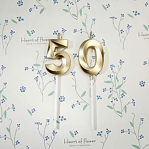 Bailym 50th Birthday Candles,Gold Number 50 Cake Topper for Birthday Decorations Party Decoration