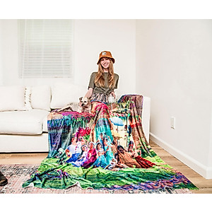 Disney Encanto Family Portrait Silk-Touch Fleece Throw Blanket With Blue Sherpa Backing | Plush Soft Polyester Cover For Sofa and Bed, Cozy Home Decor, Luxury Room Essentials | 50 x 60 Inches