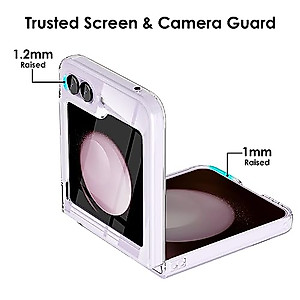 ZIULQIK for Samsung Galaxy Z Flip 5 Case, Clear Shockproof Zflip5 Phone Cover, Slim Thin Protective Cases for Flip5 5G Phone - Transparent