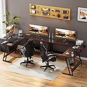Homall L Shaped Gaming Desk Computer Corner Desk Pc Gaming Desk Table with Large Monitor Riser Stand for Home Office Sturdy Writing Workstation (Black,51 Inch)