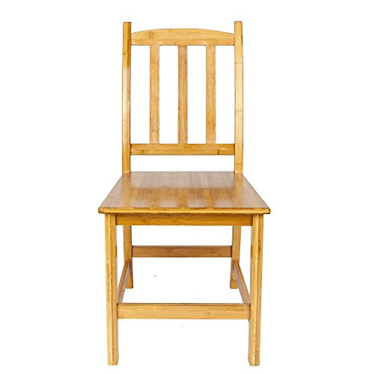 2pcs Bamboo Dining Chairs Simple Design Wooden Bedroom Study Chairs High-Back Wood Natural Color