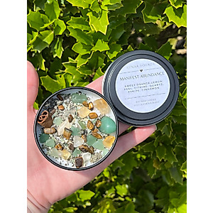 Money Magnet Manifestation Herbal Intention Candle | Ritual Altar Tool Crystal Spell Infused Scented Soy Candle Witchy Gift | Wealth Abundance Prosperity