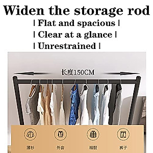 Garment Clothing Rack Standing Coat Rack Closet Rods, Metal Rolling Clothes Organizer Shelves for Hanging Clothes, Laundry Hanger Stand Wardrobe, 100×150cm ( Color : Black , Battery *1 : 100x150cm )
