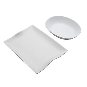 Everyday White by Fitz and Floyd Serve Bowl and Rectangular Handled Platter Set, Set Of 2