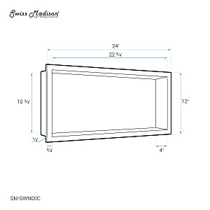 Swiss Madison Well Made Forever Voltaire 12” x 24” Stainless Steel Single Shelf Wall Niche in Polished Chrome