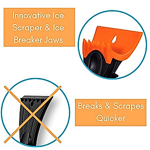 BIRDROCK HOME Ice Scraper and Breaker Combo for Car Windshield & Windows | Water Resistant & Large Padded Glove | Wide 4" Blade | Non-Scratch | Tough ABS Plastic