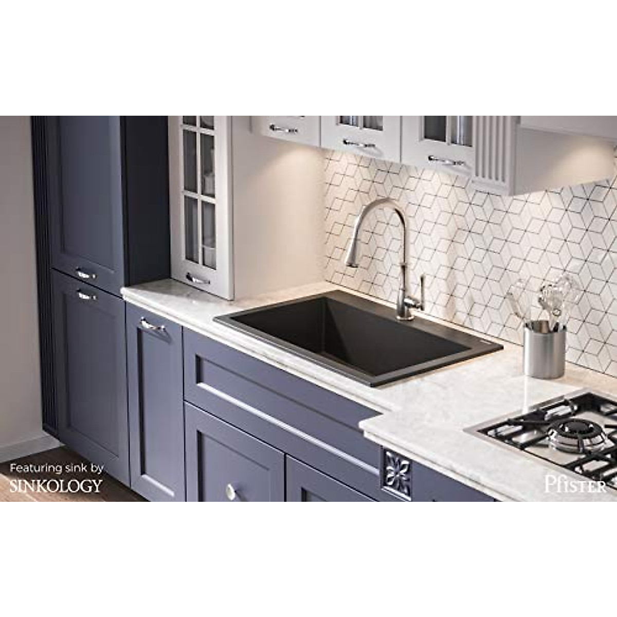 Pfister Wheaton Kitchen Faucet with Pull Down Sprayer and Soap Dispenser, Single Handle, High Arc, Stainless Steel Finish, GT529WH1S, Large